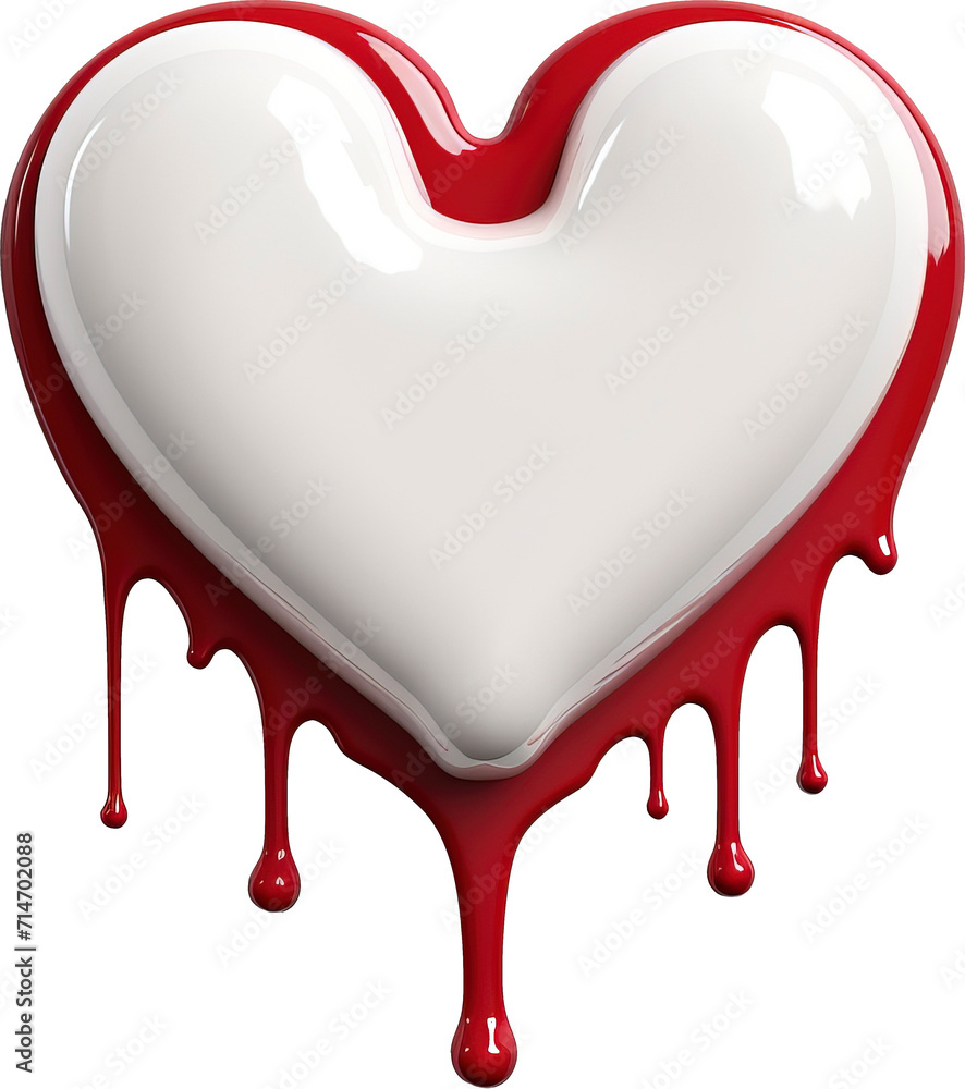 A white shaped heart with a red drip logo isolated on transparent ...