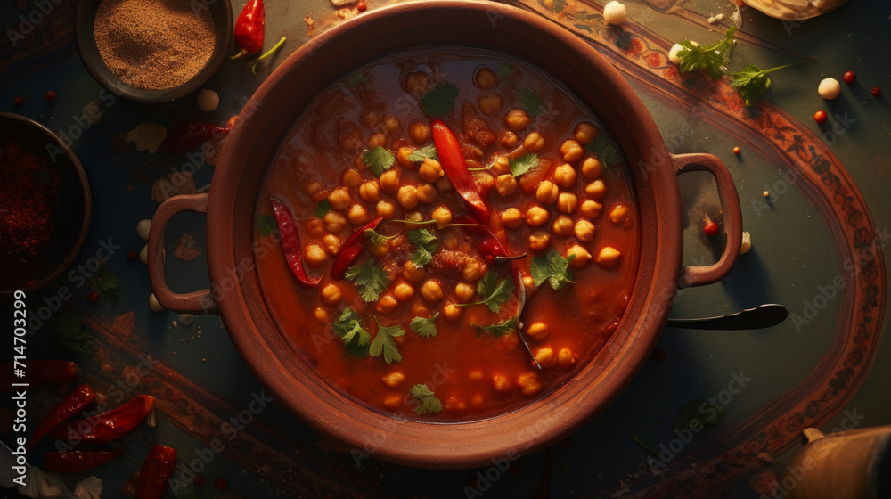 A steaming bowl of harira soup, a hearty Moroccan dish made with ...