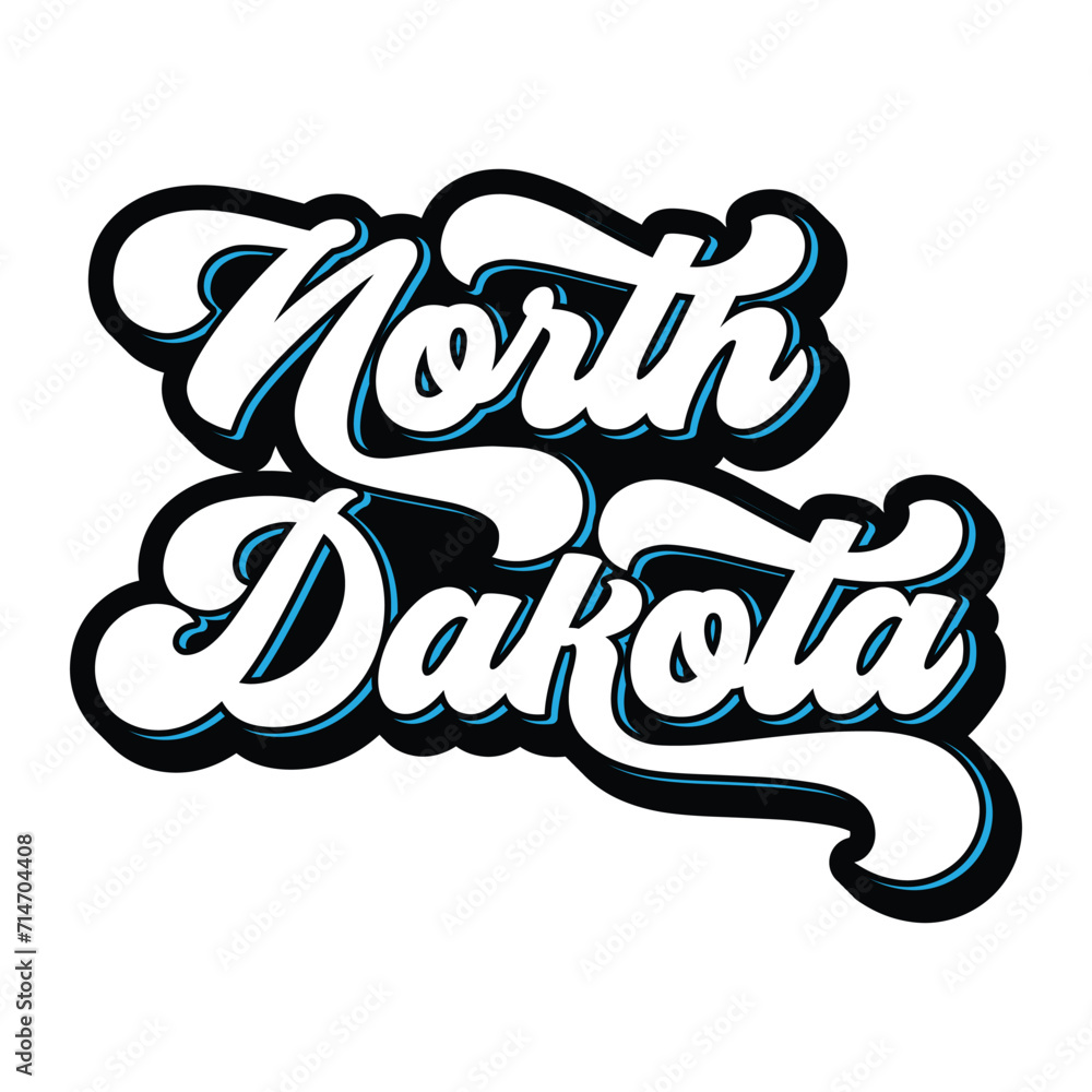North Dakota hand lettering design calligraphy vector, North Dakota ...