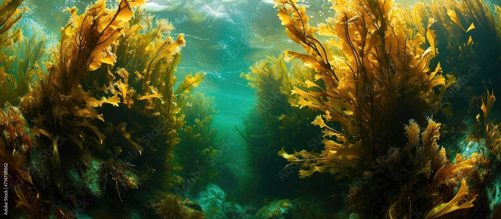 Macrocystis pyrifera, a fast-growing species of marine algae, forms ...