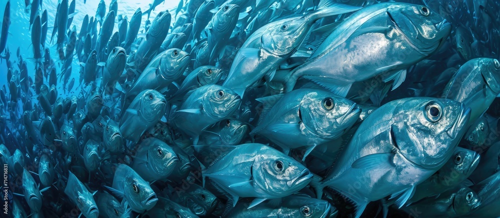 Massive jack fish school seen up close, Sipadan Island Malaysia. Stock ...