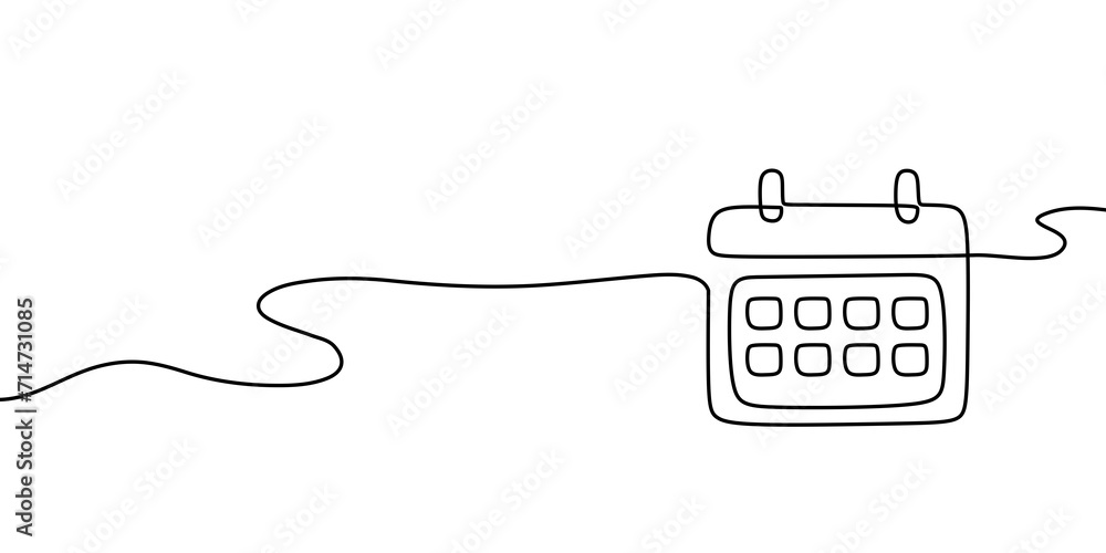 calendar continuous line drawing. One line art of calendar, memorable ...