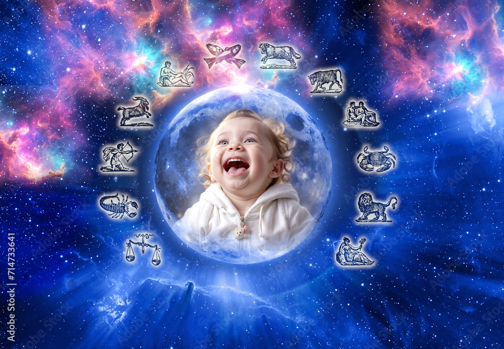 all zodiac signs with laughing toddler like concept of astrology and ...
