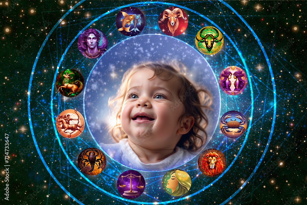all zodiac signs with laughing toddler like concept of astrology and ...
