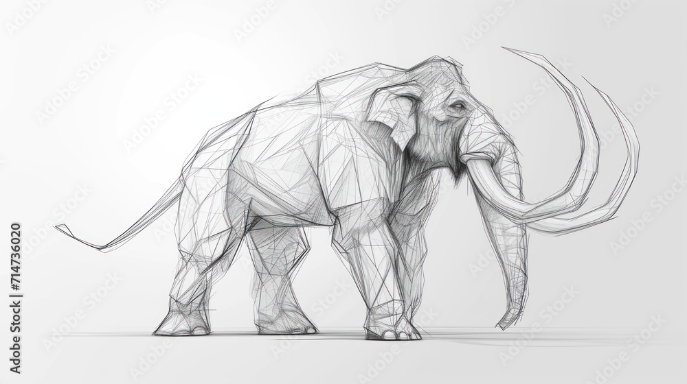 Hand pencil sketch drawing of mammoth the ancient prehistoric animal ...