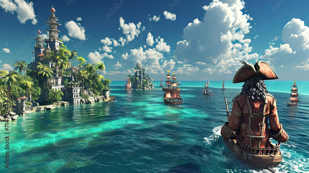 Pirate Captain's Animated Odyssey: 3D Animated Model of an Imaginative ...