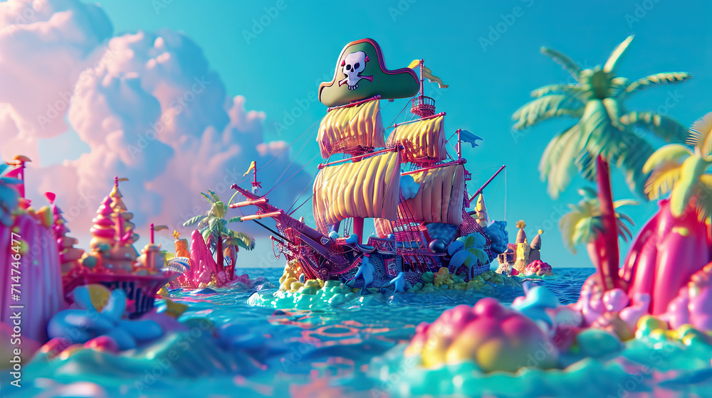 Pirate Captain's Animated Odyssey: 3D Animated Model of an Imaginative ...