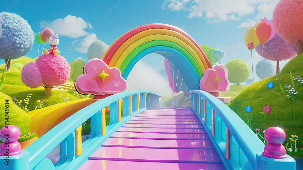 Rainbow Bridge Playground Extravaganza: 3D Model Showcasing a Fantastic ...