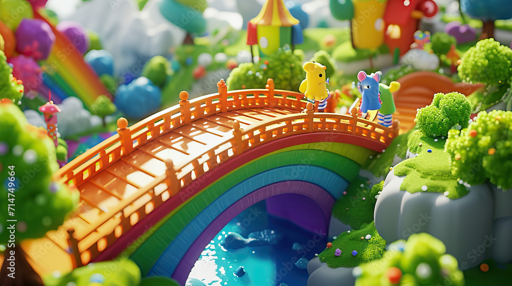Rainbow Bridge Playground Extravaganza: 3D Model Showcasing a Fantastic ...