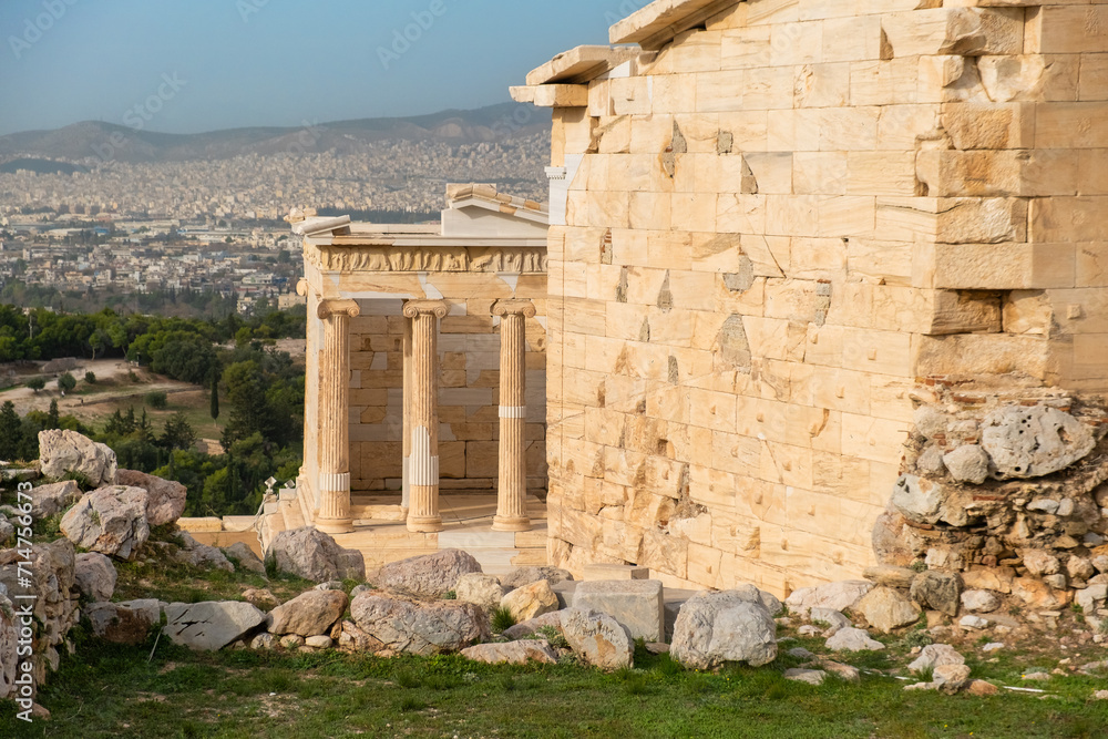 Temple of Athena Nike with columns on the Acropolis in Athens, Greece ...
