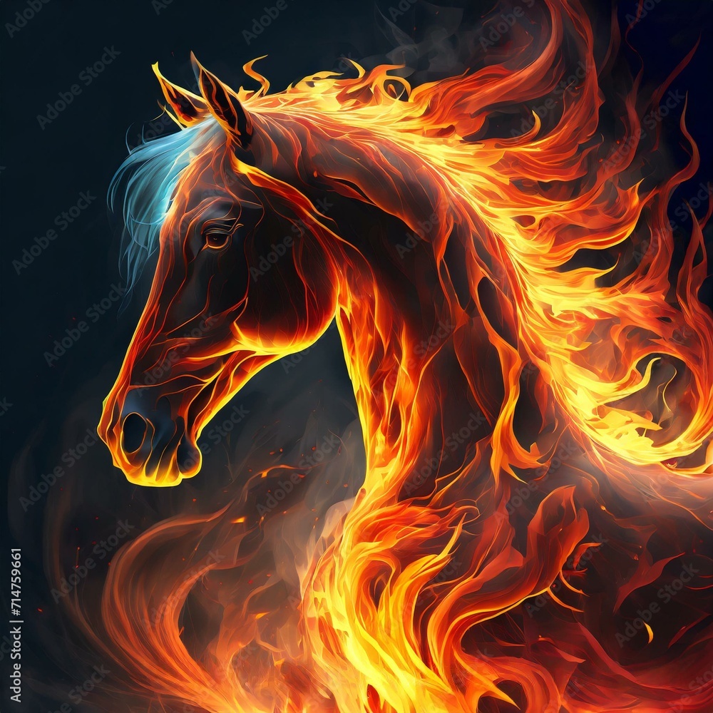Fiery Horse, Fearless Warrior, Horse Thought Fire, Majestic, Powerful ...