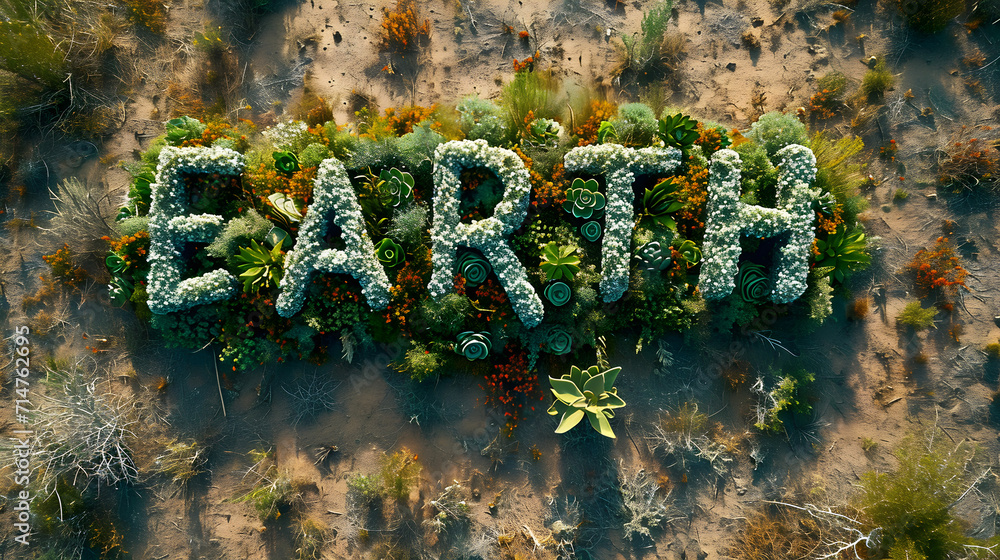 Top view of an arid landscape in drought due to lack of water and ...
