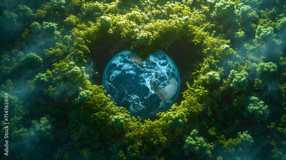 Heart-shaped planet earth in a forest. Concept of Environment, Forestry ...