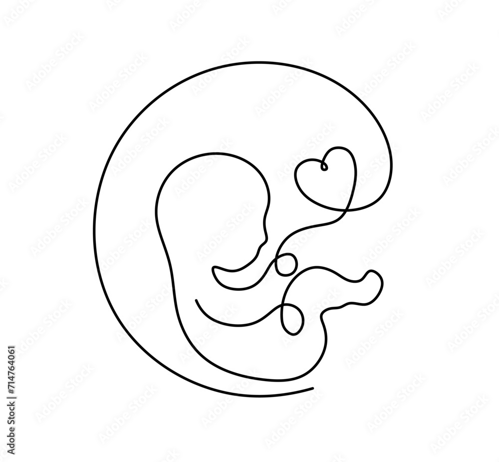 Vector isolated embryo baby inside in the uterus with an umbilical cord ...