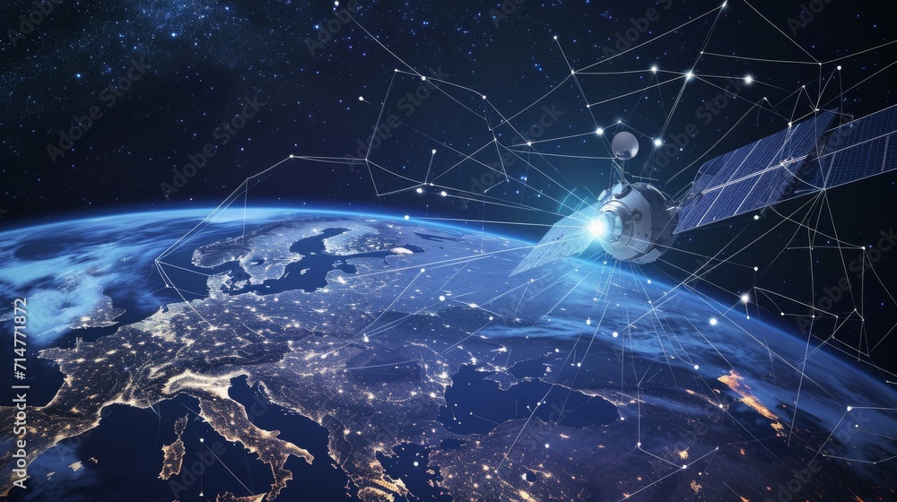 Global Network Connectivity from Space. Earth viewed from space showing ...