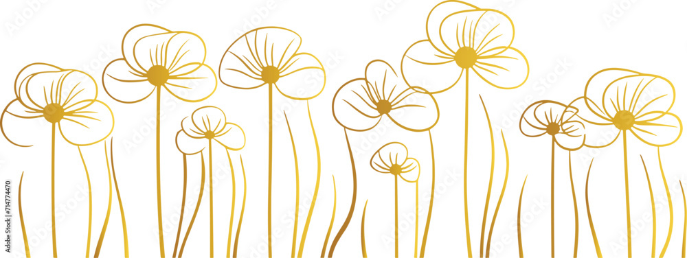 Flora Element in Spring: Flower Drawing Line Art Vector Illustration ...