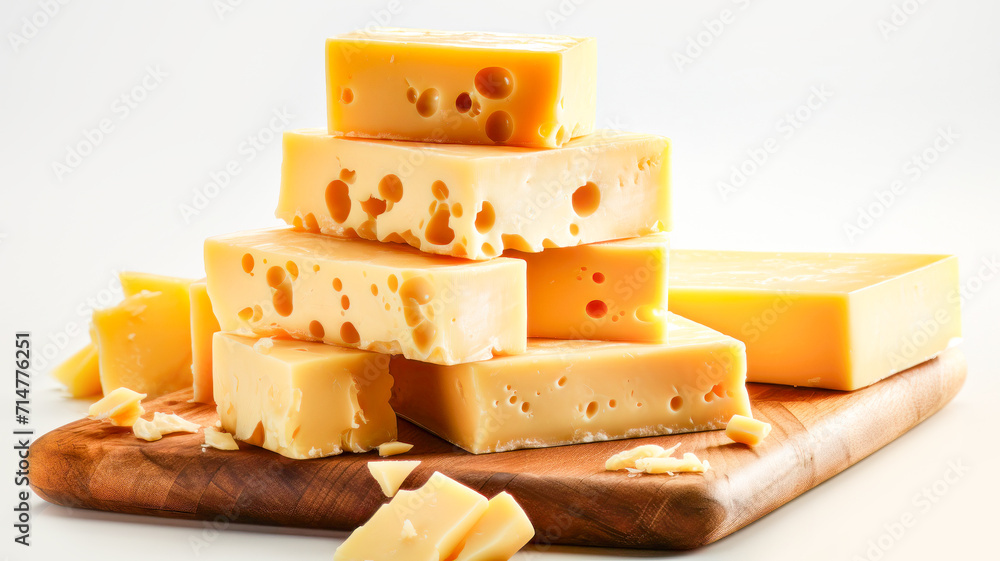 Cheese chunk close up tasty on rustic wood background. Ultra realistic ...