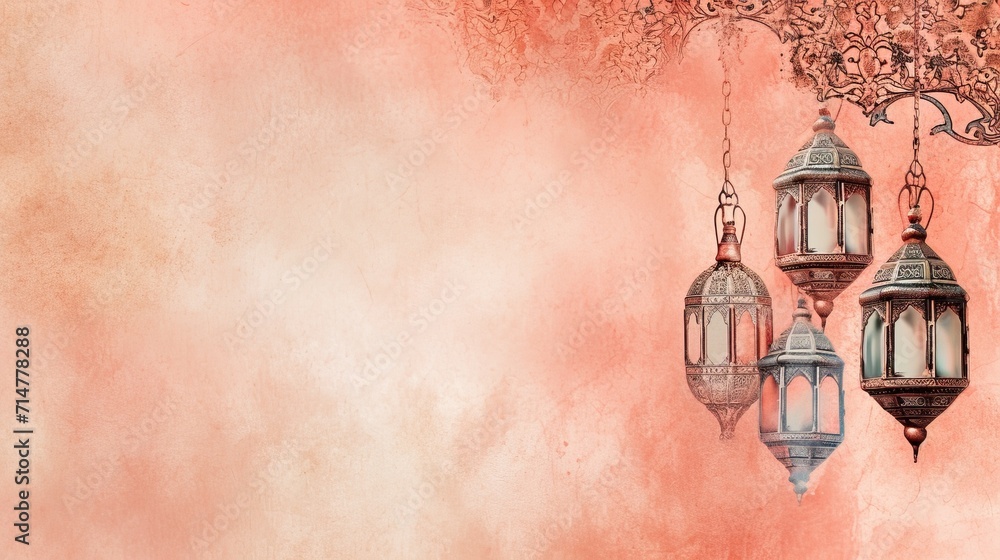Arabic ramadan lanterns and islamic ornaments for ramadan background in ...