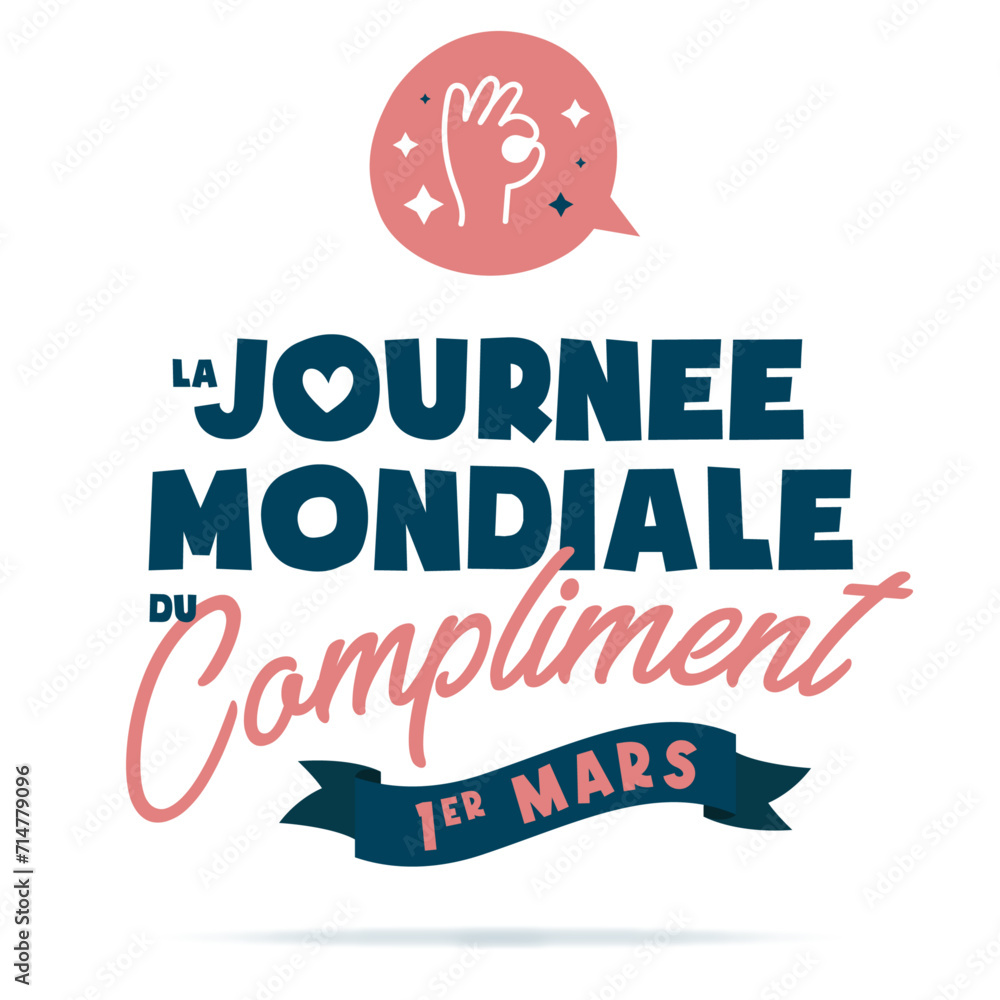 Titre, logo, label pour la journée mondiale du compliment du 02 mars ...