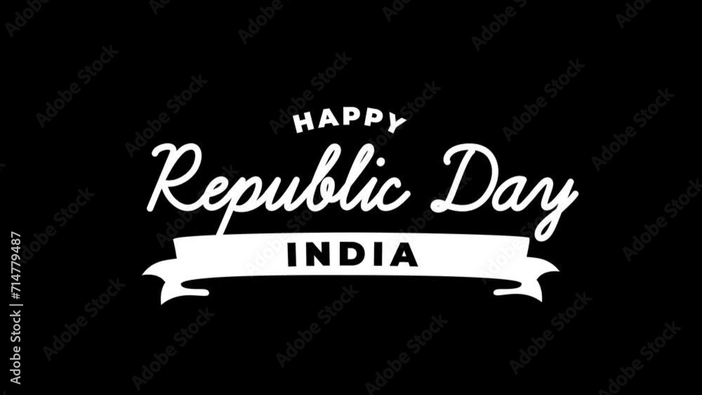 Happy Republic Day India Text Animation in white color on transparent ...