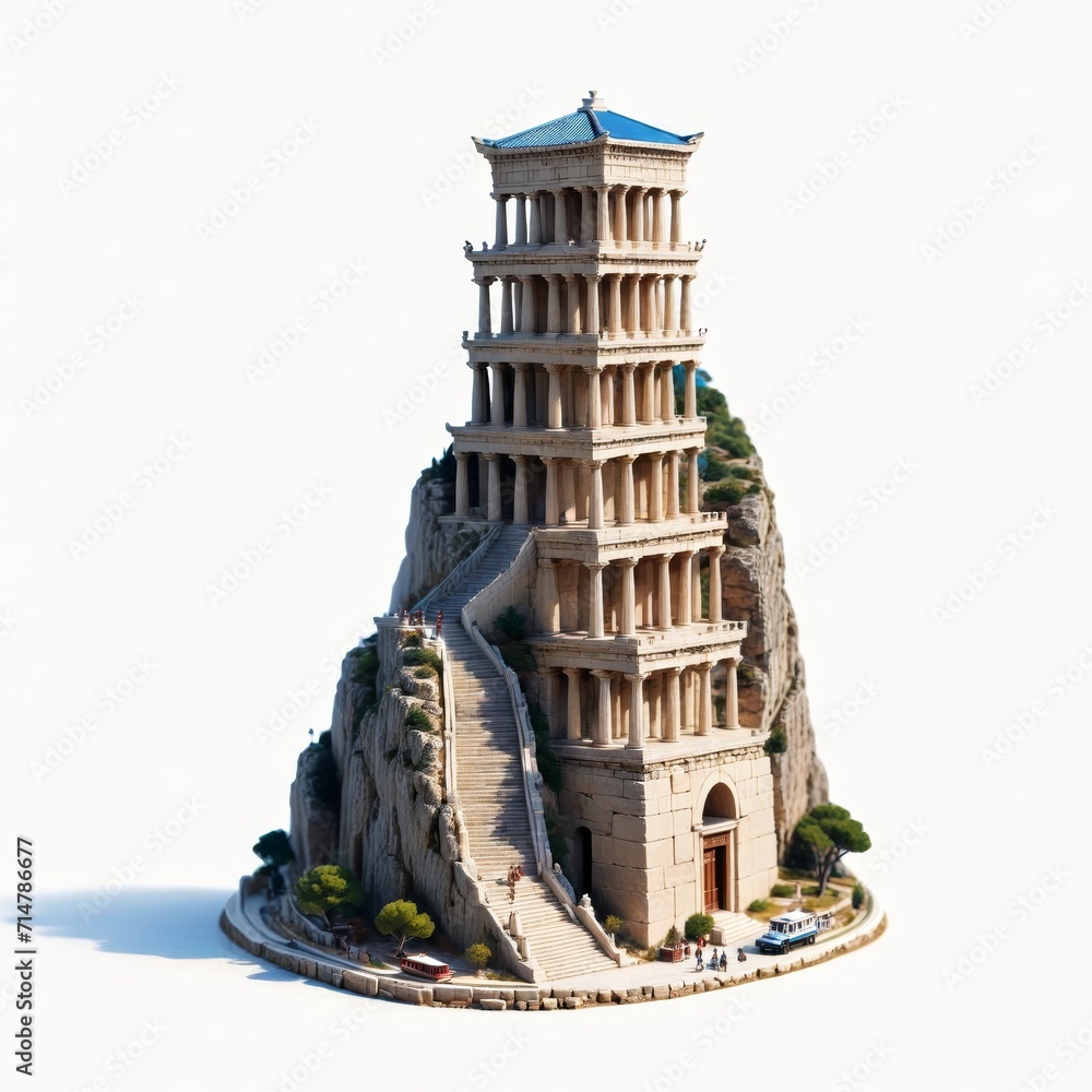 Miniature model of the famous tower with stairs leading to the top ...