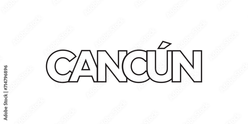 Cancun in the Mexico emblem. The design features a geometric style ...