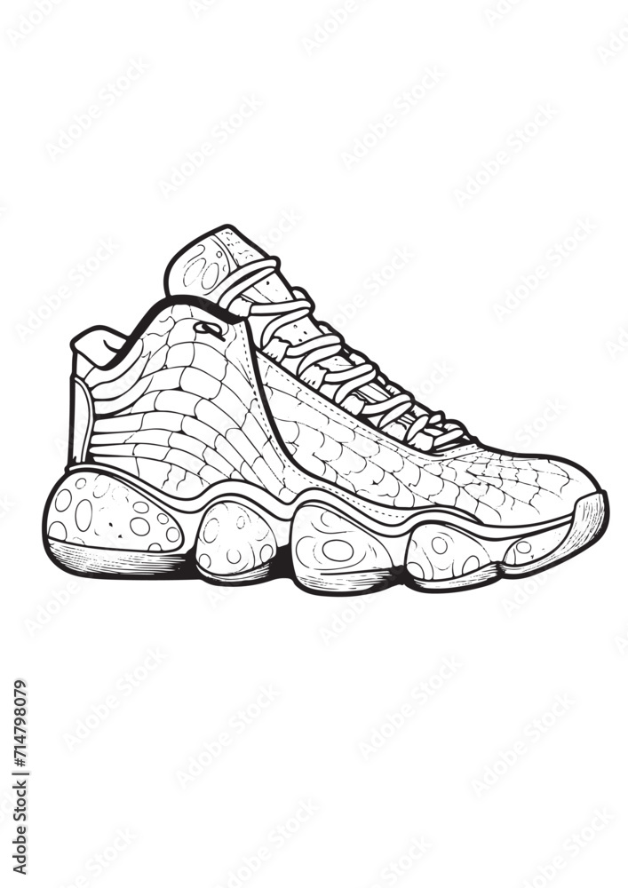 Sport shoe sneakers. Vector lineal illustration on the white background ...