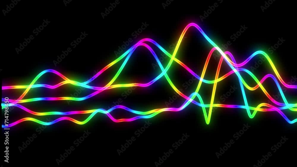 Abstract Glowing Sound Wave Animation On Black Background. Abstract ...