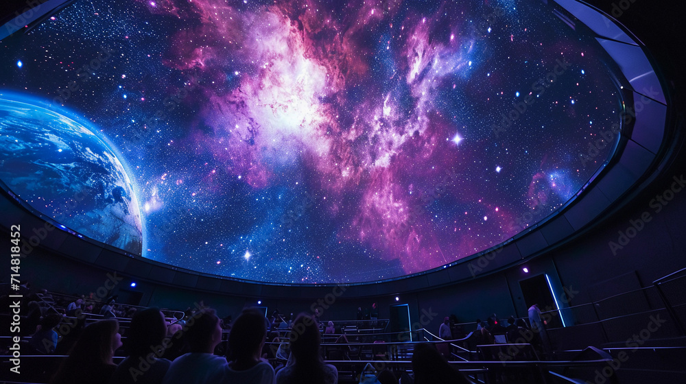 planetarium with a 360-degree view of the night sky, showing high ...