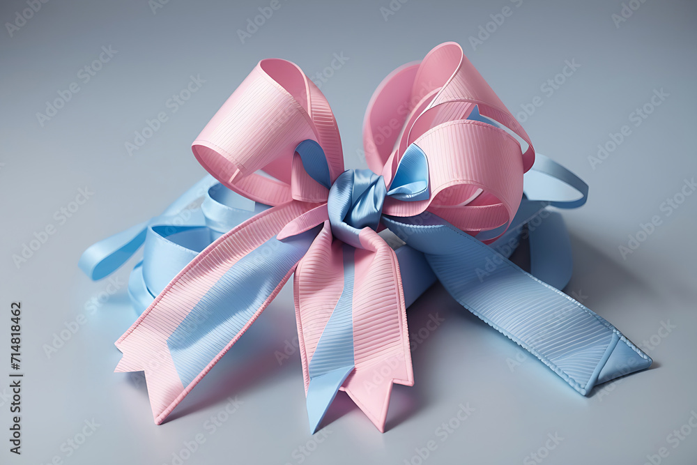 Pink blue ribbon awareness (isolated with clipping path) bow colour for ...