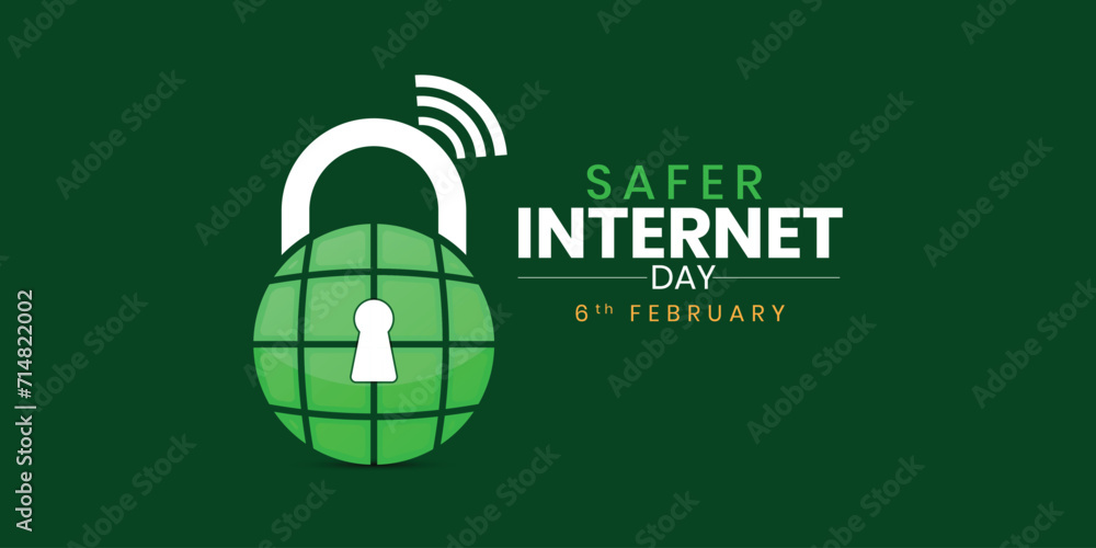Safer Internet Day illustration banner. Cyber security concept vector ...