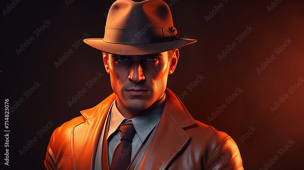 vintage detective. a character with a retro look spy Stock Illustration ...