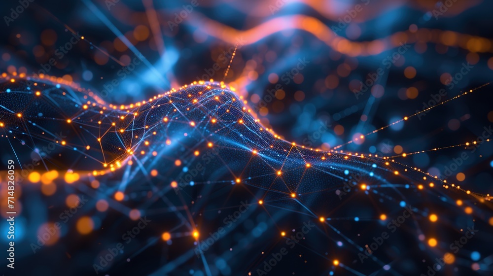 A close-up photo of a 3D representation of a neural network, with ...