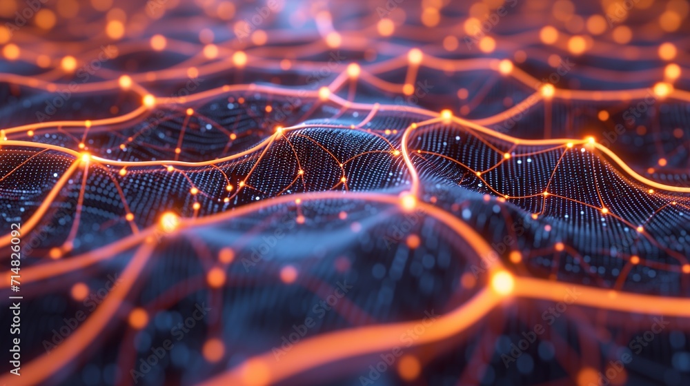 A close-up photo of a 3D representation of a neural network, with ...
