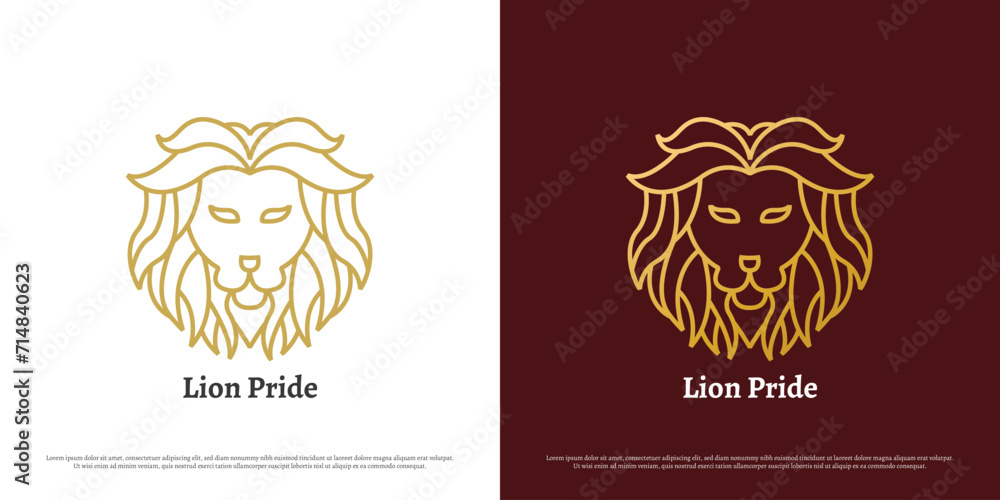 Lion mascot logo design illustration. Silhouette shadow of wild wild ...