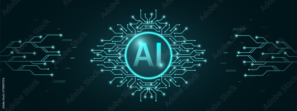 AI chip digital technology on a Dark green background. AI computer ...