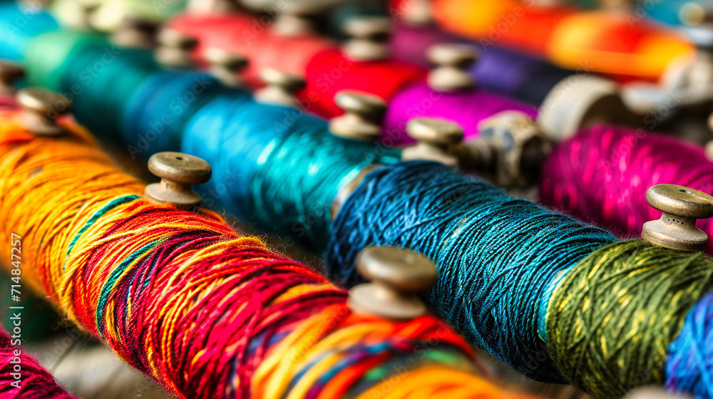 Colorful threads and sewing materials, highlighting the art and craft ...