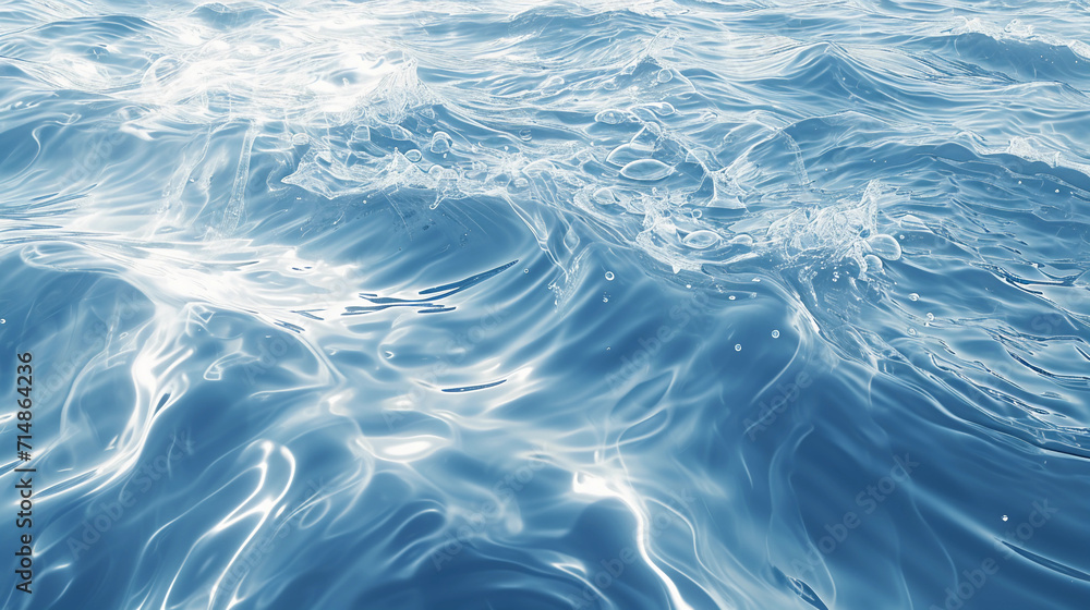 Waves caused by a boat moving through water, realistic depiction of the ...