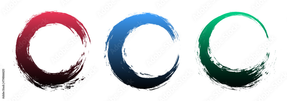 Graffiti circle texture effect set. Colorful paint brush strokes ...