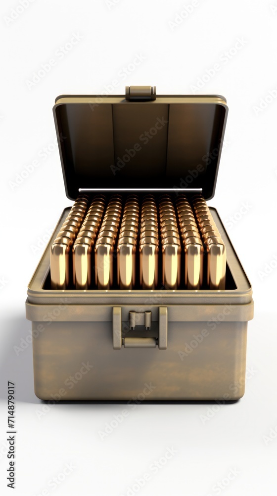 3D Render Illustration of a Closed Rifle Ammunition Box with Munition ...