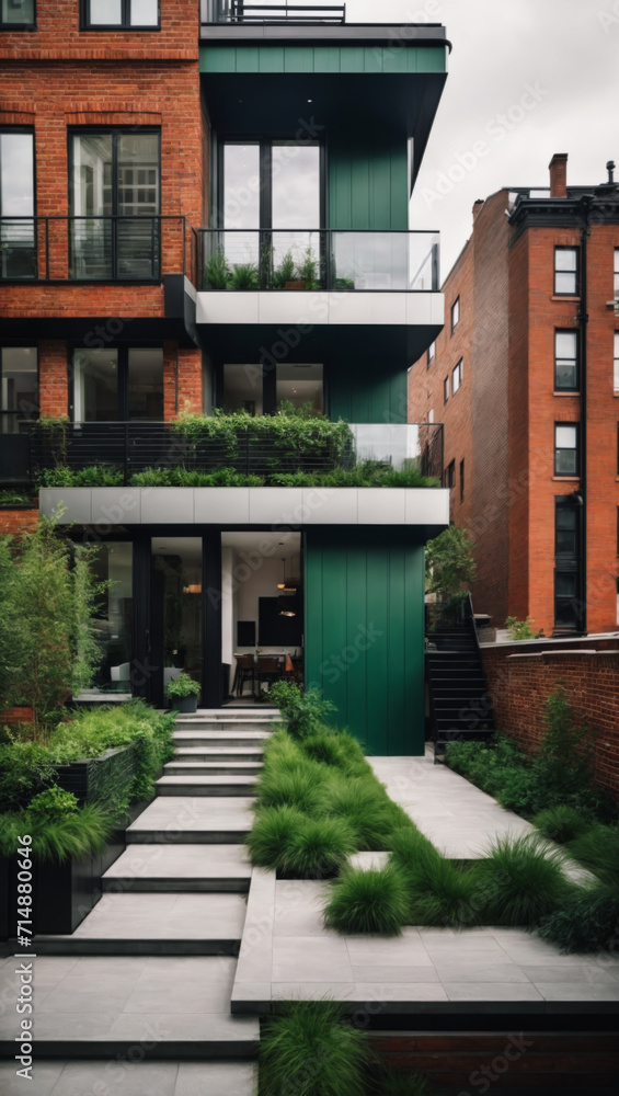 Modern townhouse blending brick and steel white 4 floors soho style ...