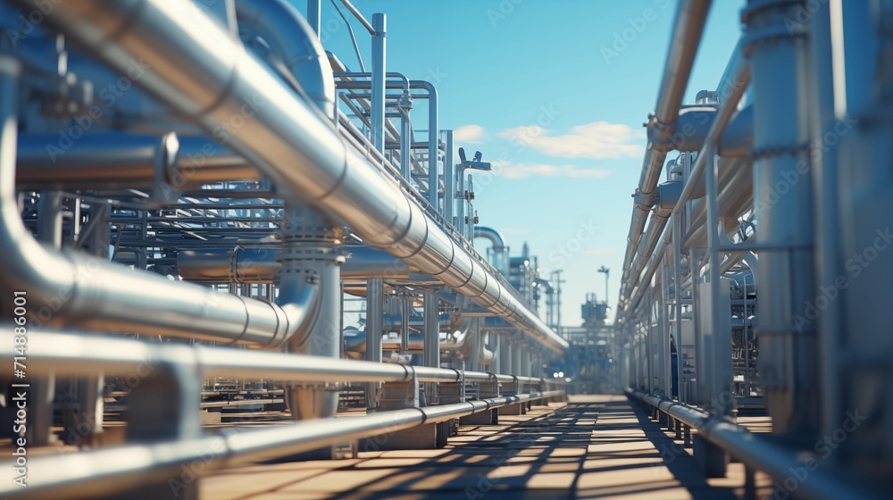 Oil Refinery Factory, Natural Gas Pipelines Industrial Zone, Natural ...