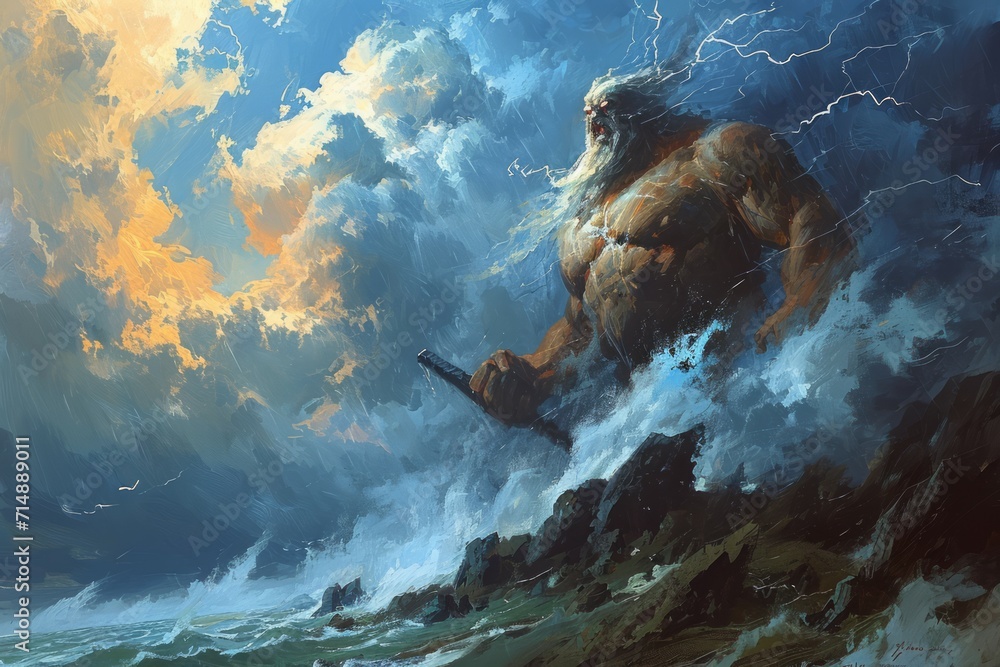 Majestic storm giants, wielding thunderbolts and commanding the forces ...
