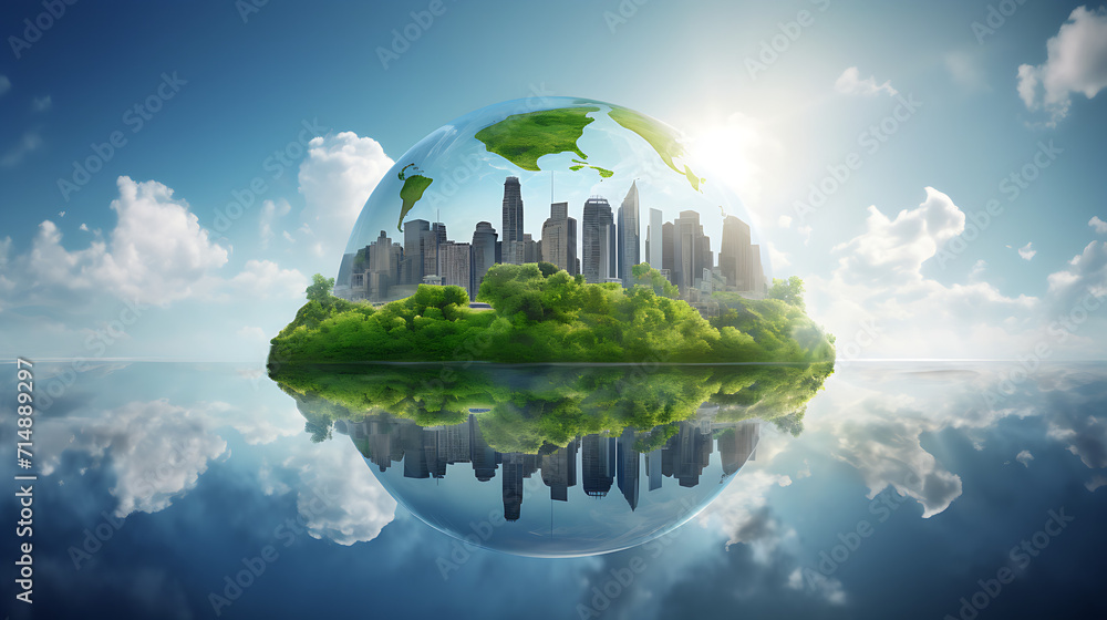 City environment concept, Environmentally friendly renewable energy ...