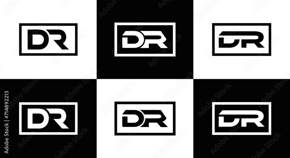 DR logo. D R design. White DR letter. DR, D R letter logo design. Initial letter DR linked ...