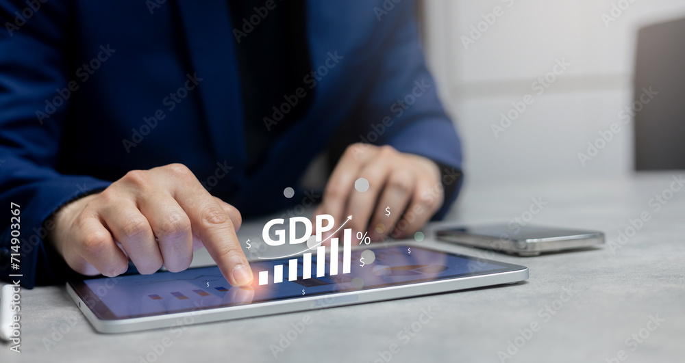 close up manager businessman hand point dashboard report on digital ...