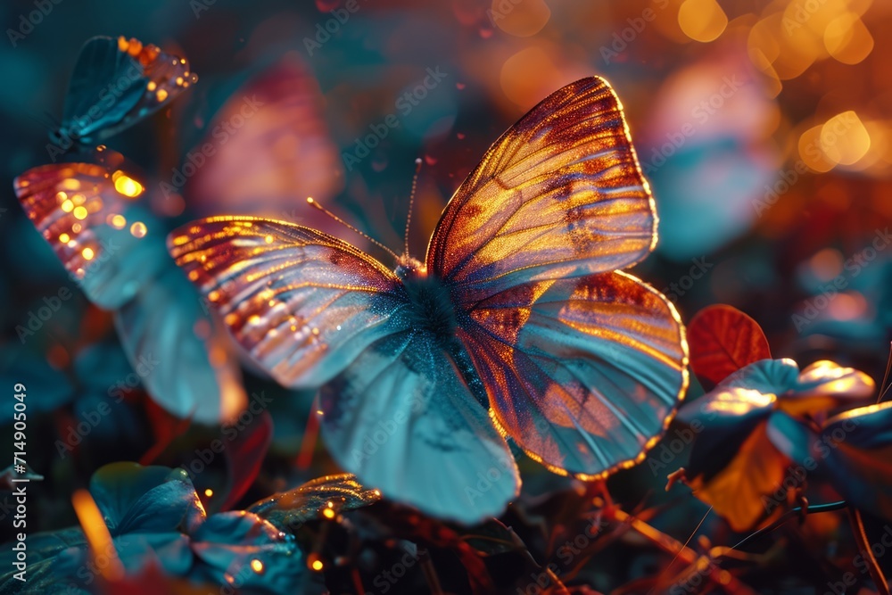 Ethereal twilight butterflies, their wings shimmering with the colors ...
