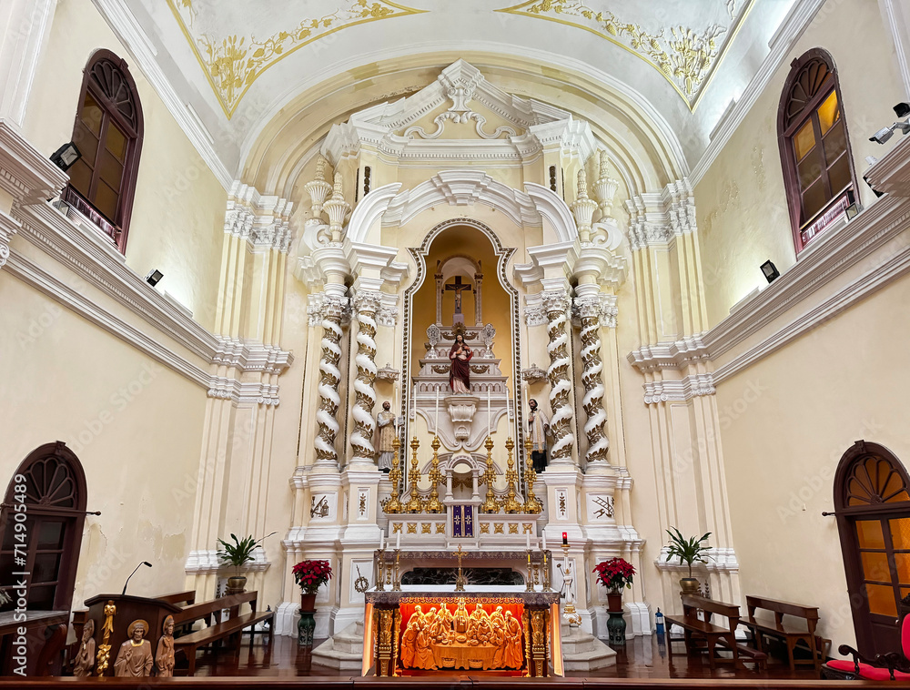 The interior main holy altar in the Church of St. Joseph's Seminary, an ...