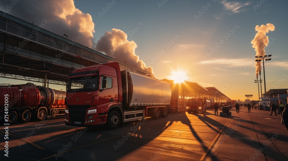 Logistics, Petroleum Product Distribution Center with Tanker Trucks ...