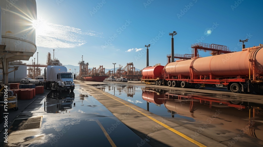 Logistics, Petroleum Product Distribution Center with Tanker Trucks ...